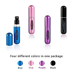 Portable Mini Refillable Perfume Atomizer Bottle,Refillable Perfume Spray,Atomizer Bottom Refill Scent Pump Case,Traveling and Outgoing 4 Pcs Pack of 5ml