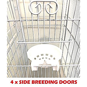 2 Color, Large Canary Parakeet Cockatiel Lovebird Finch Roof Top Bird Cage with Stand -18"x14"x60" (White)