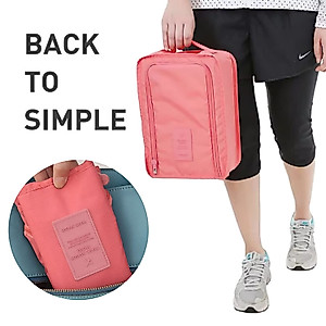 Travel Shoe Bag 3-Piece Set, Foldable Waterproof Shoe Bag Organizer For Packing, Travel Essentials For Flying, Shoe Travel Bag (Burgundy/Orange/Pink)
