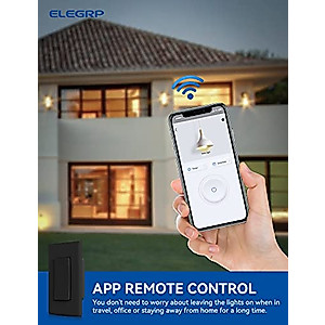 ELEGRP Smart Light Switch, 2.4GHz Wi-Fi Single Pole Light Switch Compatible with Alexa and Google Assistant, Neutral Wire Required, APP Remote Control and Timer Schedule, UL Certified (Black, 1 Pack)