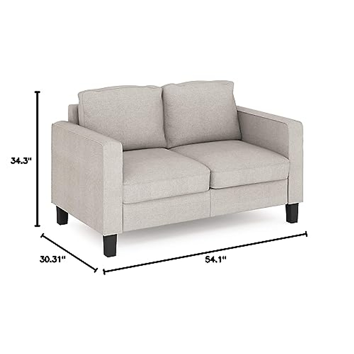 Furinno Bayonne Modern Upholstered Loveseat/Sofa Couch for Living Room, Fog