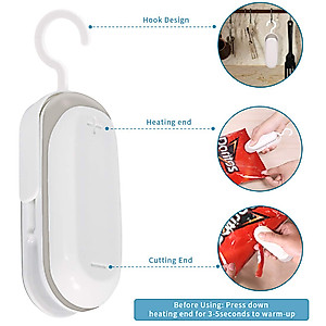 mempedont Mini Bag Sealer – Heat Sealer for Plastic Bags – Vacuum Food Sealer and Cutter – Portable and Practical– Handheld Bag Sealer – Set of 2