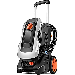 mrliance Electric Pressure Washer 1600W 1.9GPM High Pressure Power Washer Car Washer with Hose Reel, 4 Adjustable Nozzles, Soap Bottle (Sliver)