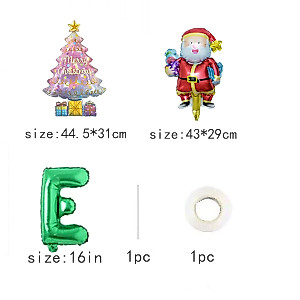 Merry Christmas With Santa Claus Christmas Tree Balloons, Green Aluminum Foil Christmas Party Sign, Xmas/Xmas Eve Party Decorations Supplies Backdrops
