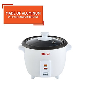 IMUSA USA GAU-00011 Electric Nonstick Rice Cooker 3-Cup (Uncooked) 6-Cup (Cooked), White