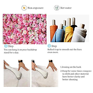 Pink Floral Backdrop Flower Wall Photography Background Valentine's Day Decorations for Bridal Shower Wedding Baby Shower Birthday Cake Table Supplies Banner (7X5FT(82x59inch))