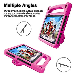 All-New Fire 7 Tablet case(2022 Release),Fire 7 Tablet case for Kids, Riaour Light Weight Shockproof Kid-Proof Protective Cover with Handle Built-in Foldable Kickstand for Amazon fire 7 Tablet,Rose