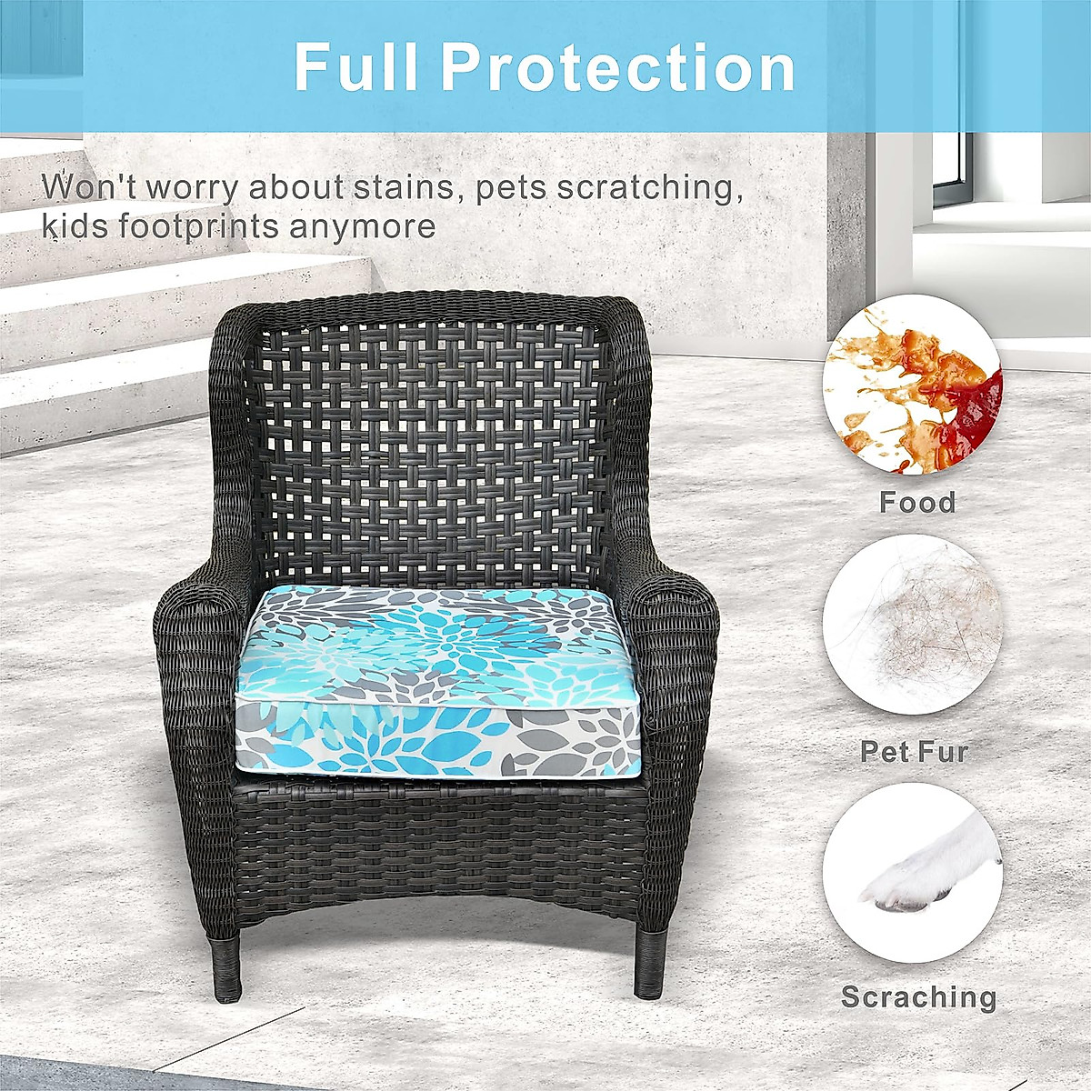 JMGBird Outdoor Patio Cushion Covers Set of 4 Chair Seat Washable Covers Water Resistant Slip Replacement Furniture Cushion Pillow Seat Cover for Couch Garden Sofa Indoor with Zipper 22x20x4