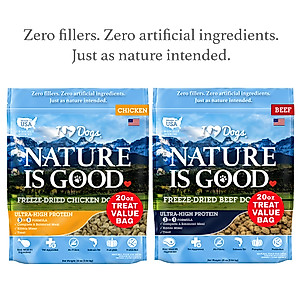 iHeartDogs Nature is Good Freeze-Dried Dog Treats - Vet-Approved, Filler-Free Raw Dog Treats - Chicken, 20 oz Value Pak