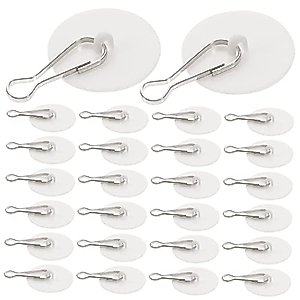 Cabilock 50 Sets Ceiling Hook Outdoor Hooks for Hanging Wall Mounted Hooks Heavy Duty Clothes Hanger Ceiling Hanging Hooks Sticky Hooks Clear Hooks Self Adhesive White Disc Poster Pole