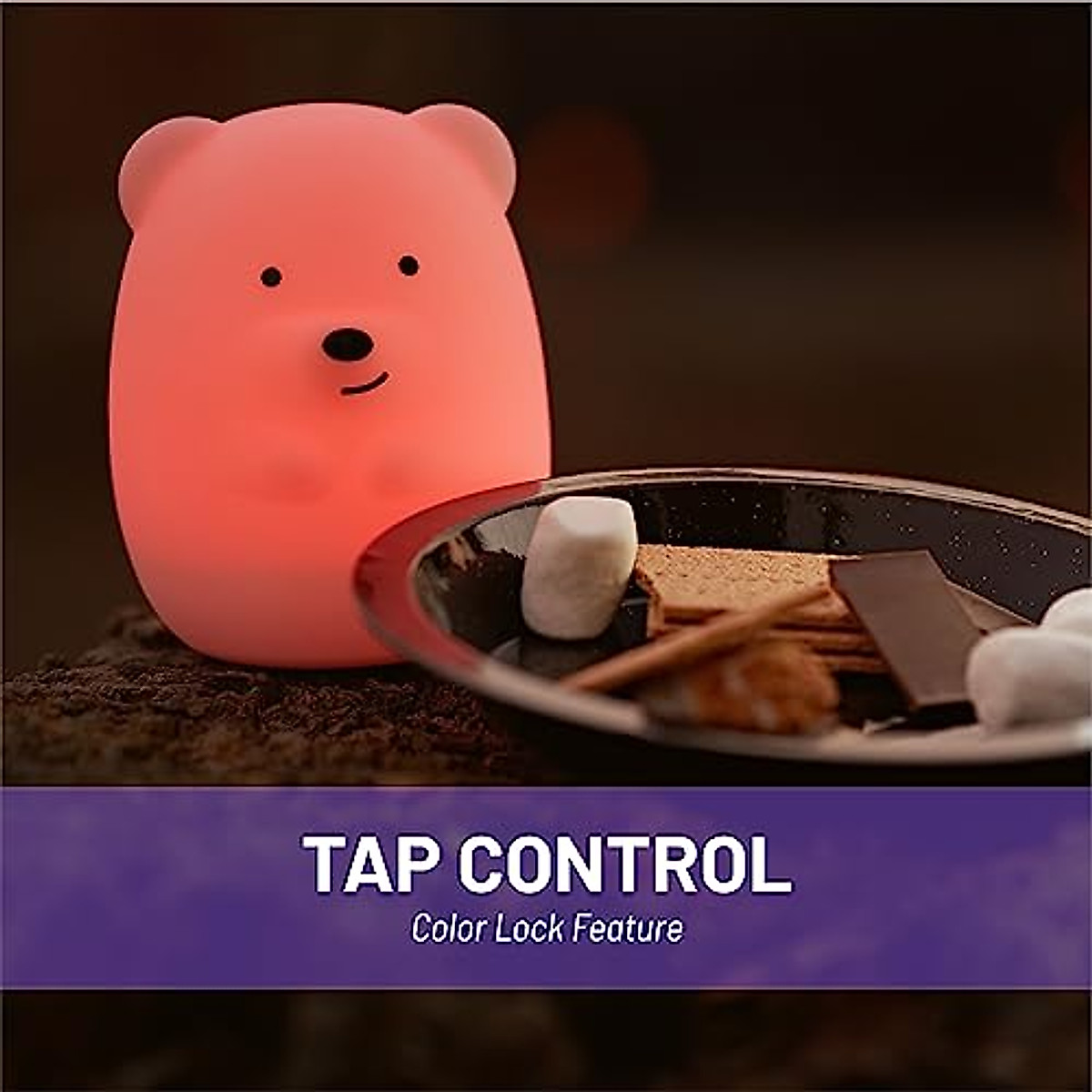 Lumipets Animal Kids Night Light, Silicone Nursery Light for Baby and Toddler, Squishy Night Light for Kids Room, Animal Night Lights for Girls and Boys, Kawaii Lamp (Junior Bear)