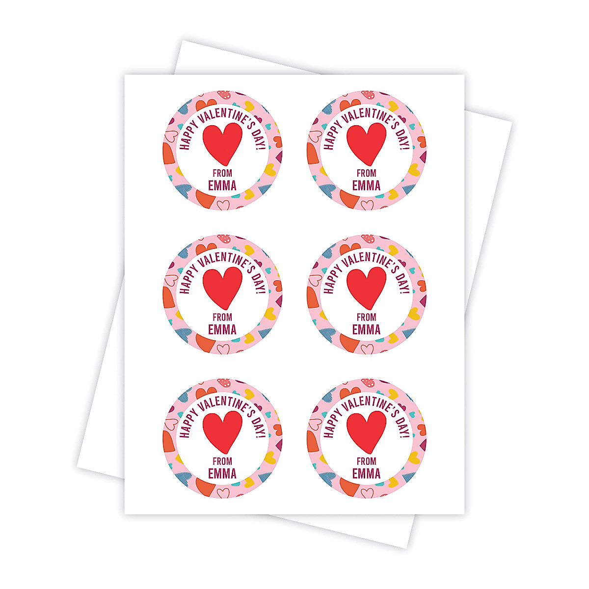 Personalized Valentine's Day Stickers, Custom Happy Valentine's Day Stickers, Valentines Labels, Round Valentines Party Favors, Gift Sticker, VP2304