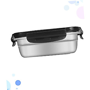 Mikinona Stainless Steel Food Storage Container with Lid Black for Fruits and Vegetables Refrigerator Storage Box and Stylish Design