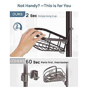 SEIRIONE Rustproof Shower Corner Caddy Organizer for Bathroom,Tension Pole with 4 Baskets, for Bathtub Storage Rack,39.2 to 113 Inch Height, Bronze