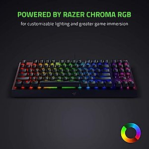 Razer BlackWidow V3 Tenkeyless Mechanical Gaming Keyboard: Razer Mechanical Switches - Chroma RGB Lighting - Compact Form Factor - Programmable Macro Functionality - USB Passthrough (Renewed)