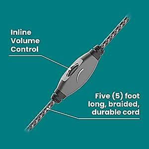 Brenthaven Edge Rugged Wired Over Ear Headphones with Mic, 3.5mm Jack, Long Tangle Free Cord - Comfortable, Durable, Lightweight and Drop Tested for Kids, K-12 Students, Classroom, School Use - Gray