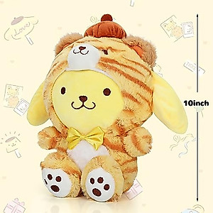 10 Inch Cute Pom Pom Purin Plush Toys, Cartoon Stuffed Animals Pillow Doll, Cute Anime Plush Figure Plushies Toy Perfect Birthday Party Favor Gifts for Children Girls Boys Fans