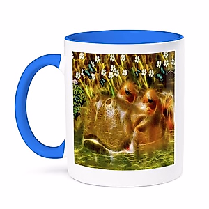 3dRose Henry Hippo-Two Tone Blue Mug, 11-Ounce, Multicolored