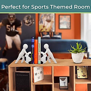 Joyvano Soccer Bookends - Decorative Sports Bookends for Kids - Unique & Heavy Duty Book Ends to Hold Books - Soccer Room Decor - Book Holder for Shelves