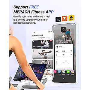 MERACH Exercise Bike, Bluetooth Stationary Bike for Home with Magnetic Resistance, Indoor Cycling Bike with 350lbs Weight Capacity, iPad Holder, TT, White