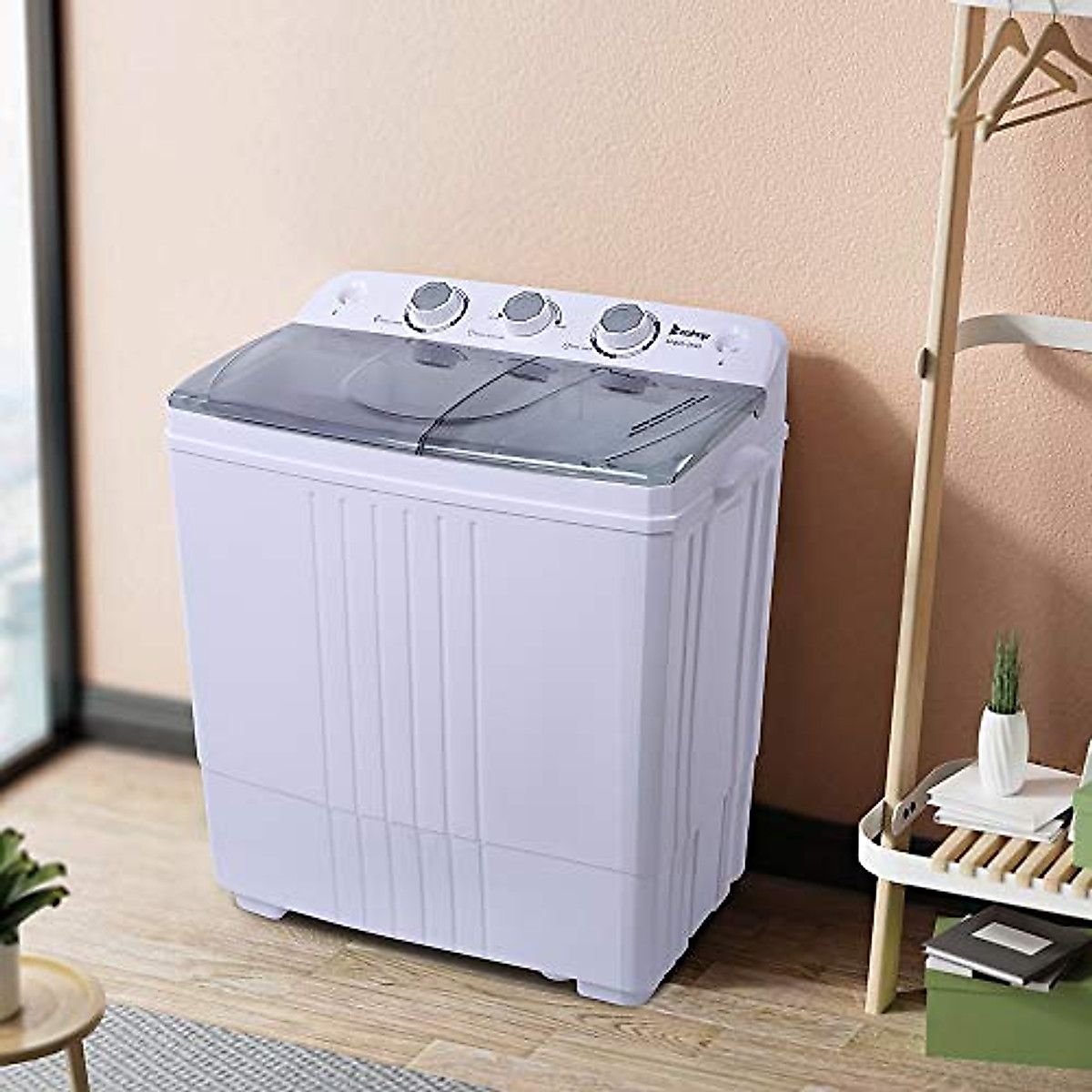 Z okop Twin Tub Design Washer Large Power Semi-automatic Washing Machine Energy Saving (Grey cover plate 16.5lb)