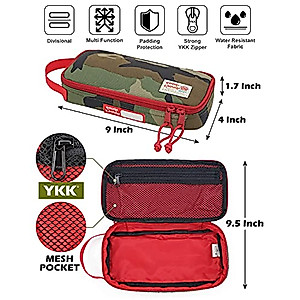 Rough Enough Large Pencil Case for Boys Kids School Pencil Pouch bag for Adults in Camo Cordura Storage Stationary Art Supply