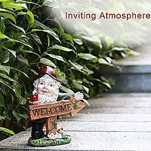 LATIJISHI Funny Garden Gnomes for Yard, Large Gnome Garden Decorations, 8.75" Gnomes Statues and Figurines Outdoor with Bird for Lawn