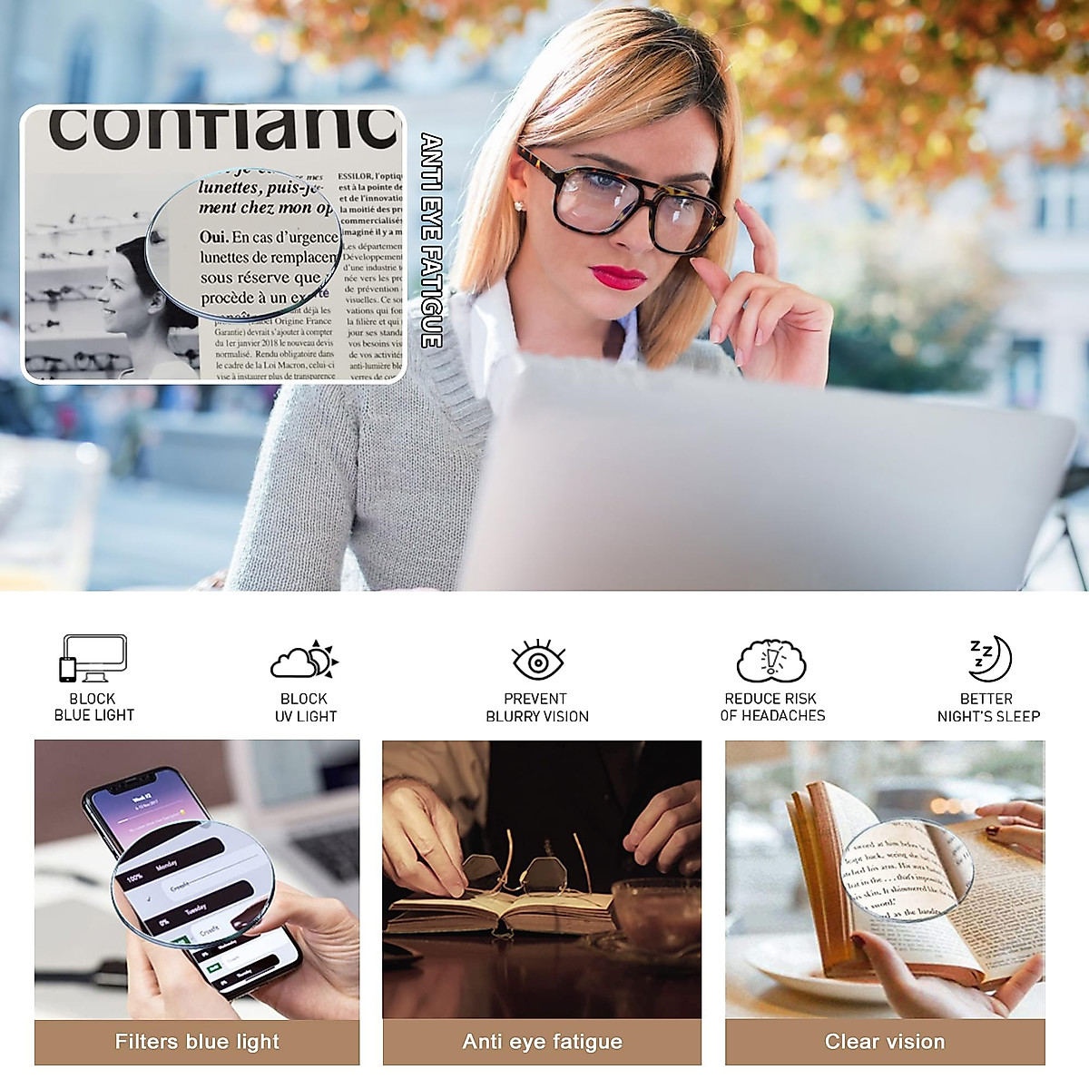 JM 3 Pack Oversized Aviator Reading Glasses for Women Men, Retro Square Blue Light Computer Readers +0.0