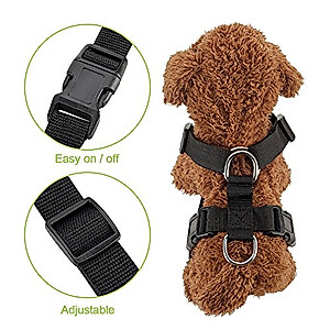 Nasus Dog Car Harness Plus Connector Strap, Adjustable Double Breathable Mesh Fabric Travel Regular Vest Harness with Safety Seat Belt in Cars Vehicle for Dogs Road Trip Daily Walks (Small, Black)