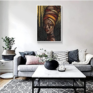 1000 Pieces Adult Wooden Puzzle African Woman Art Display Pattern DIY Puzzle Home Decoration for Friends…
