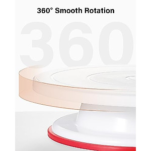 Kootek Cake Decorating Kit Baking Supplies Cake Turntable with 2 Frosting Straight Angled Spatula 3 Icing Smoother Scrapers Baking Accessories Tools for Beginners and Pros, Pink