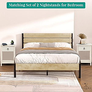 Alisa 1.8 feet Small Profile Night Stand, Bedside Table, Side Tables Bedroom, Wooden Night Stands for Bedroom, Bed Side Table/Night Stand, Nightstand with Drawer, Bed Stand End Table w/ Drawer - Cream