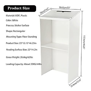 Podium Stand Modern Lecterns Wood Podium Stand Floor Standing Teacher Podiums W/Spacious Shelves Reception Desk Portable Podium Stand Has Many uses