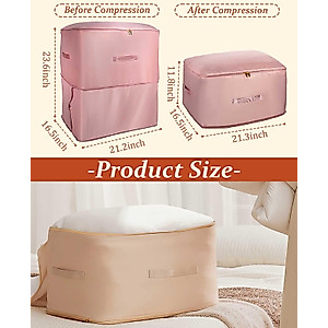 2024 Update Ultra Space Saving Self Compression Organizers - Comforter Storage Bag for Duvet, Quilts, Pillows, Queen King, Blankets - Extre Large Luggage Packing Cubes for Closet, Bedding (Gray, XL)