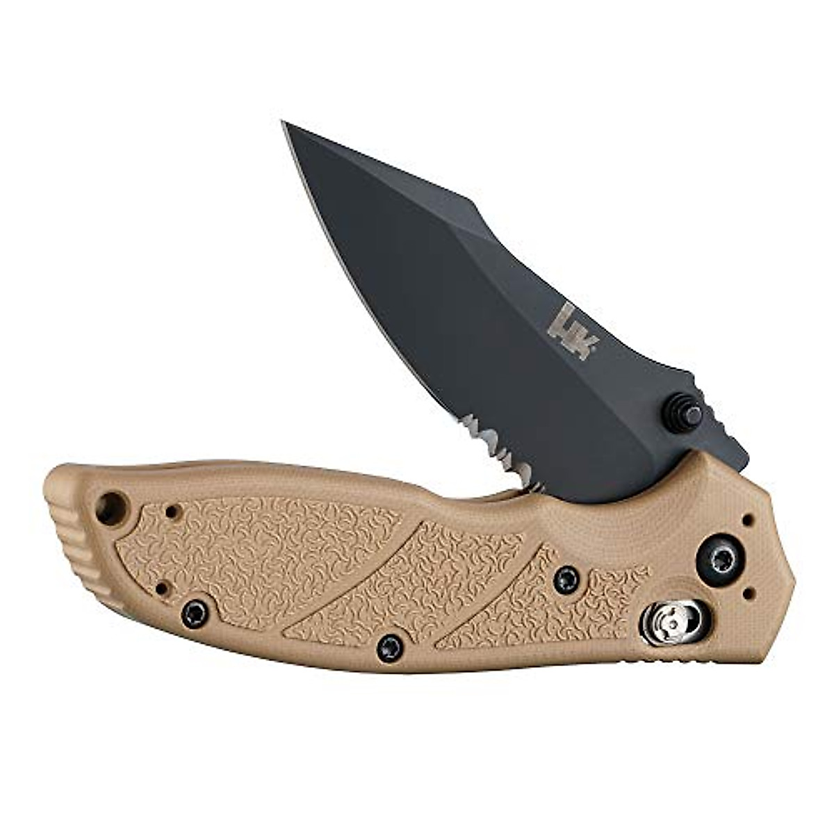 Hogue 54153 HK Exemplar 3.25" Pivot Lock Folder Clip Point Partially Serrated Black Finish G10 Scales - Flat Dark Earth