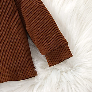Yccutest Toddler Boys Girls Fall Winter Outfits Set 2Pcs Turtleneck Sweater + Corduroy Pants Infant Kids Gentleman Clothes (Brown,2-3 Years)