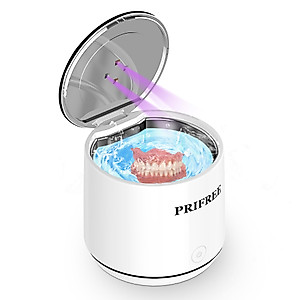 Ultrasonic Cleaner for Dentures, Retainer, Aligner, Jewelry, Whitening Trays, 45kHz Portable Ultrasonic Retainer Cleaner, For Home and Travel Light black