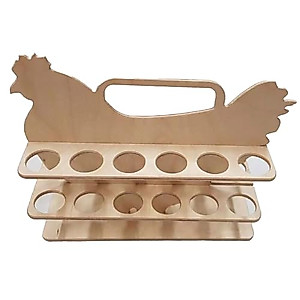 Eibhbuyey Chicken Shaped Wood Stand Wooden Eggs Storage Shelf Convenient Eggs Dispenser Easy to Eggs Kitchenwares