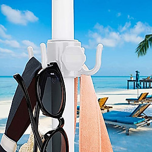 Linkidea 4 Pack Beach Umbrella Hanging Hooks, Plastic Adjustable Travel Umbrella Hooks for Towels, Camera, Sunglasses, Bags
