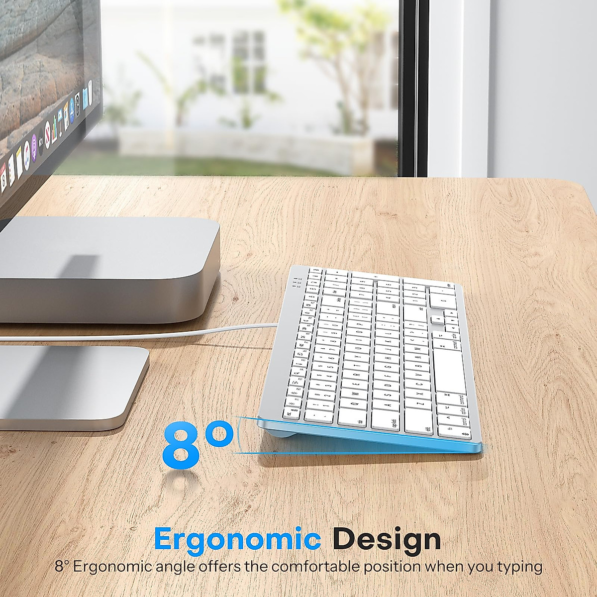 OMOTON Wired Keyboard Compatible with Mac, with Dual Interface (USB and Type-C), Numeric Keypad Compatible with MacBook Pro/Air, iMac, Mac Mini/Pro Laptop, Silver