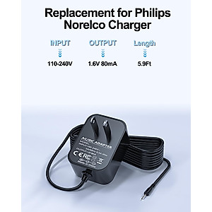 1.6V 80mA Replacement for Philips Norelco Charger Compatible with Philips G370 G250 G270 G290 G380 D350 G390, G470, G480 Grooming System and Beard Hair Trimmer QC5015 QG3080 QG3150 HQG265 HQG265