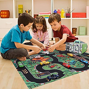 Kids Toy Car & Playmat Set-Car Toy Set for 3 Year Old Boys-17 PCS Metal Racing Car -Vehicle Car Toys for Boys Toddlers