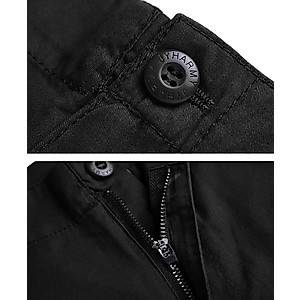 GSGGIG Men's Work Pants Outdoor Tactical Cargo Pants for Men, Cotton Casual Combat Pants with Zipper Pockets No Belt 9920-Black-32