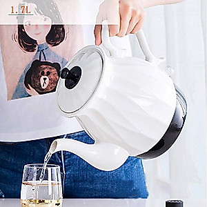 SieHam Kettles,Ceramic Kettle Teapot-Retro 1.7L Stainless Steel Jug,Bpa-Free,Automatic Power off Fast Boiling 1350W Water for Tea,Coffee,Soup,Oatmeal-Removable Base,Boil Dry Protection