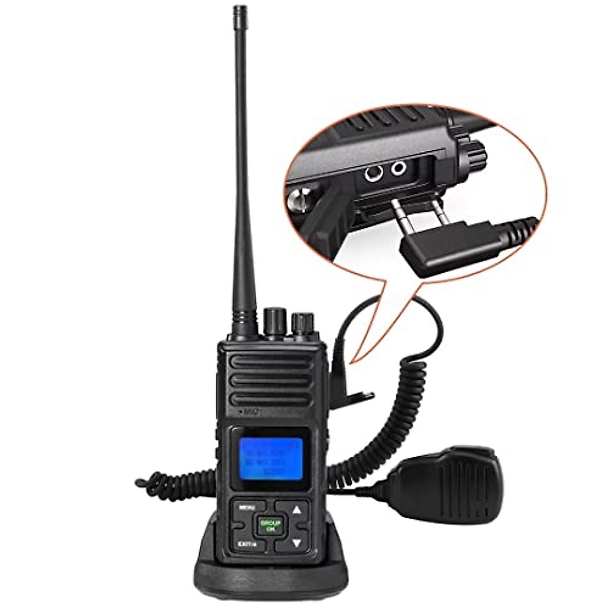 SAMCOM Walkie Talkie Speaker Mic, 2 Pin K Type Handheld Two Way Radios Shoulder Lapel Mic Microphone with Rainforced Cable,1 Pack