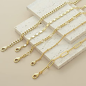 Gokeey Gold Ankle Bracelets for Women 14k Real Gold Layered Anklet Set Waterproof Paperclip Satellite Mirror Figaro Cuban Chain Beach Anklet Bracelet Jewelry Adjustable Size 5pc