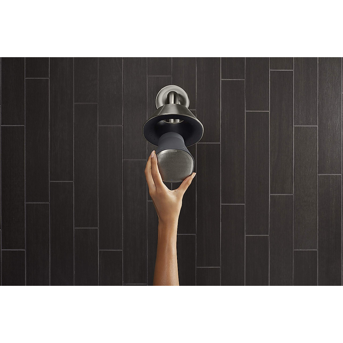 KOHLER 28238-NKE-BN Moxie Bluetooth Showerhead, Waterproof Shower Speaker, 2.5 GPM, Vibrant Brushed Nickel