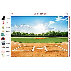 SOOUVEI Baseball Field Backdrop Polyester Stadium 7x5ft Outdoor Sport Green Grass Ballpark Photography Background Party Supplies Banner Home Decor Boy Student Birthday Portrait Photo Booth Studio Prop