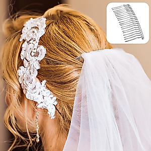 5 Pieces Hair Combs for Women Accessories Metal Bridal Hair Comb 20 Teeth Wedding Veil Comb Decorative for Women Fine Hair(White K)