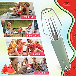Watermelon Fork Slicer Cutter,3-in-1 Watermelon Cutter Slicer Tool, Stainless Steel Watermelon Popsicle Cutter Tool,Melon Cutter Knife Portability Fruit Fork for Camping Kitchen Gadgets